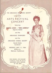 There She Was: Donna Axum as Miss America sings at Robinson Auditorium ...